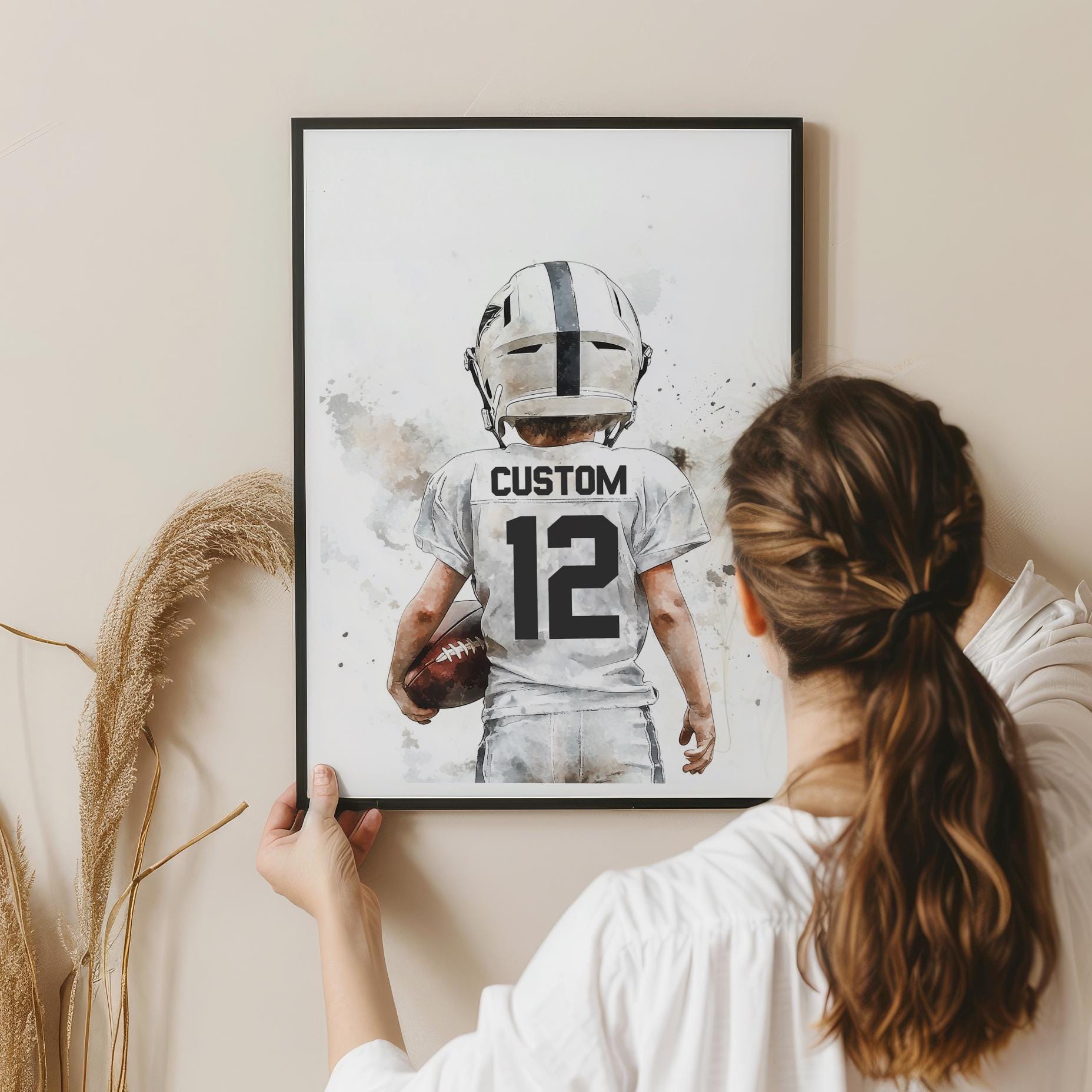 Custom Football Wall Art, Football Print Kid, Custom Name Football ...
