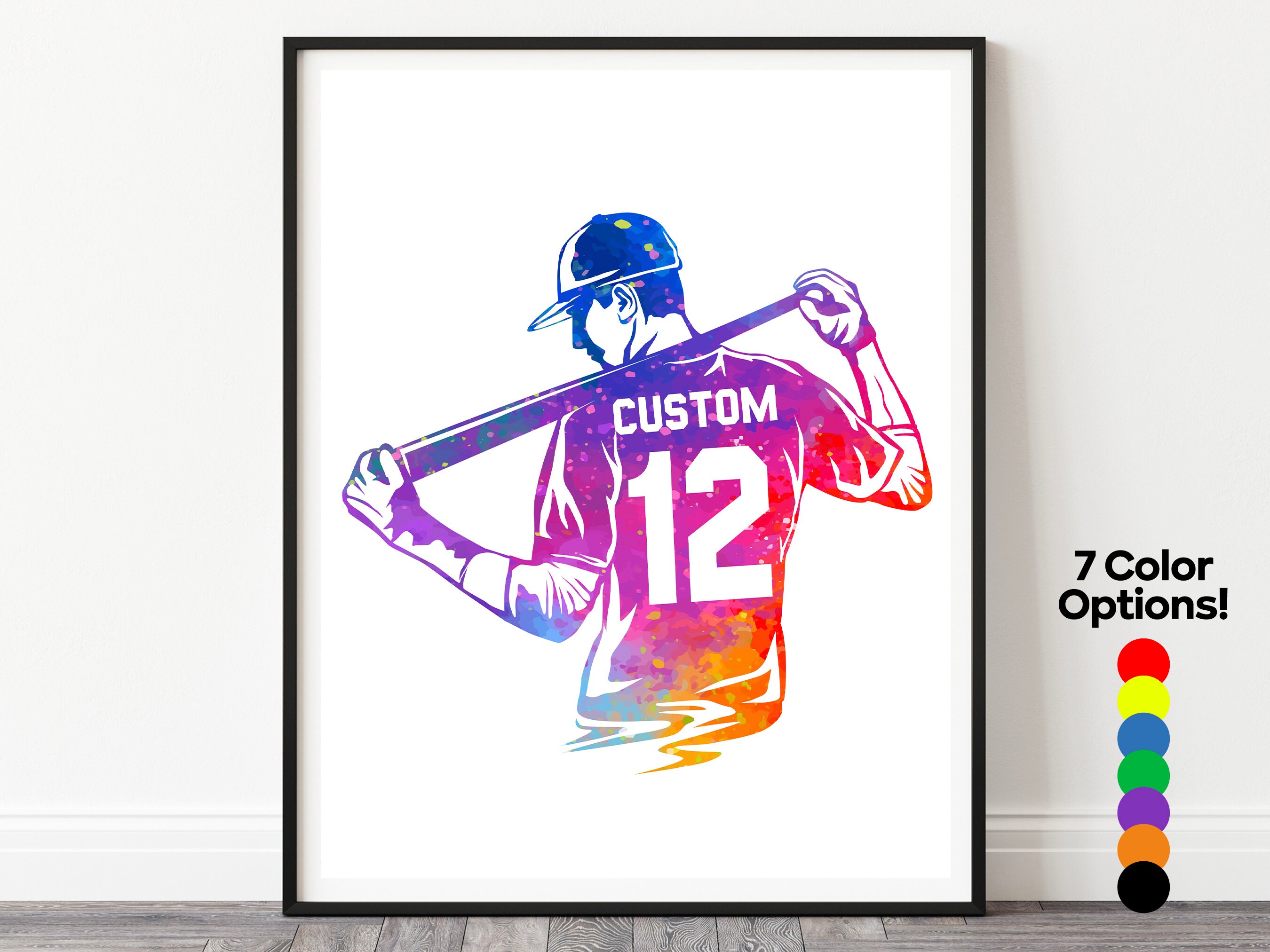 Custom Baseball Poster, Personalized Baseball Jersey Art, Baseball ...