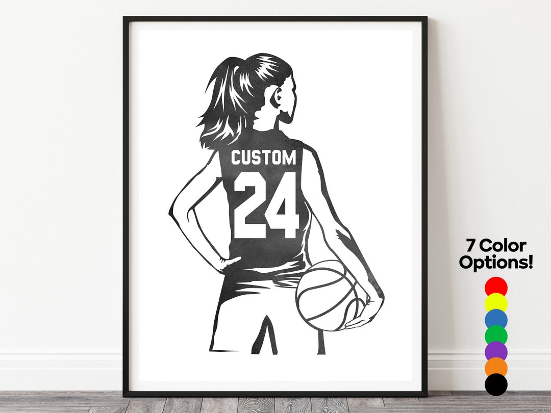 Personalized Girls Basketball Poster, Basketball Jersey Art, Female ...