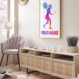 Personalized Women's Tennis Poster, Custom Women Tennis Print, Tennis ...