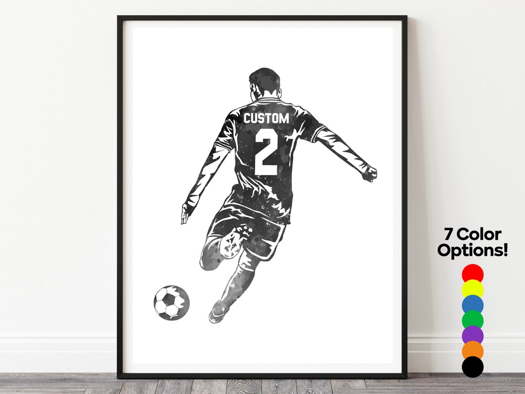 Personalized Soccer Poster, Custom Soccer Jersey Art, Soccer Player ...