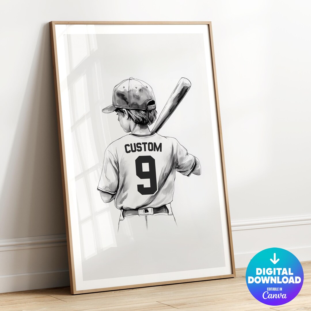 Personalized Baseball Wall Art, Printable Baseball Prints, Boys Bedroom ...
