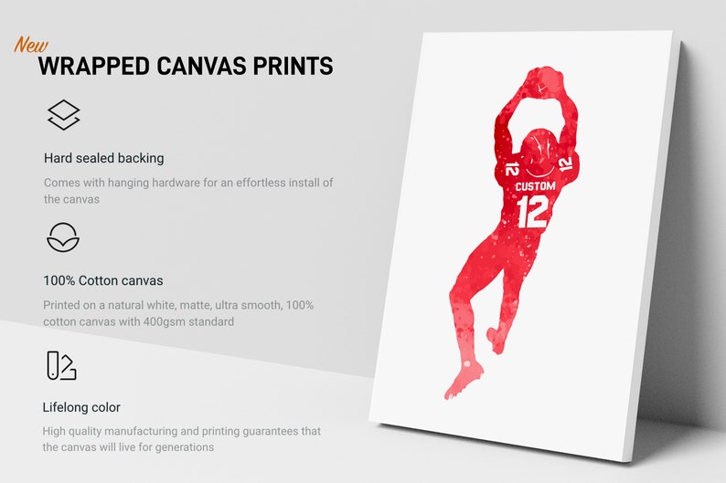 Custom Football Poster, Wide Receiver, Personalized Football Jersey ...