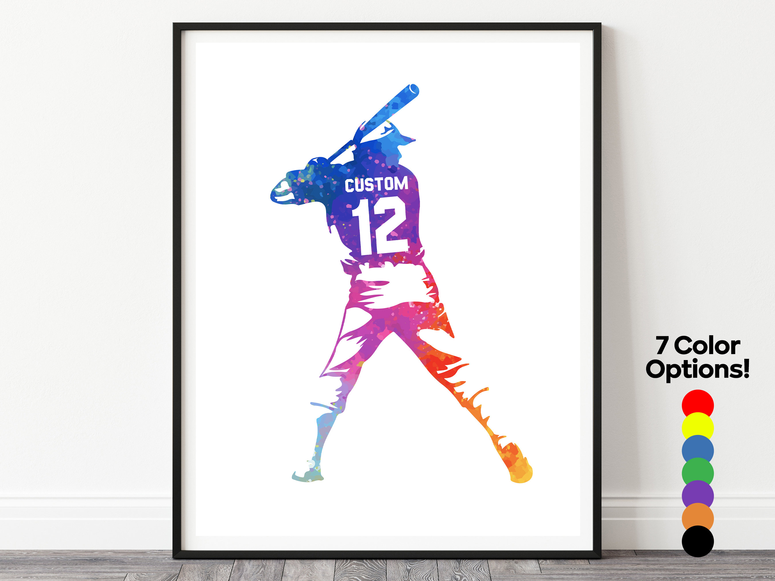 Custom Baseball Poster, Personalized Baseball Jersey Art, Baseball ...