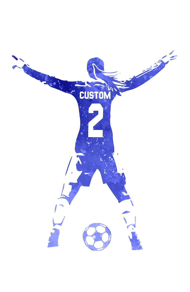 Personalized Girls Soccer Poster, Soccer Jersey Art, Female Football ...