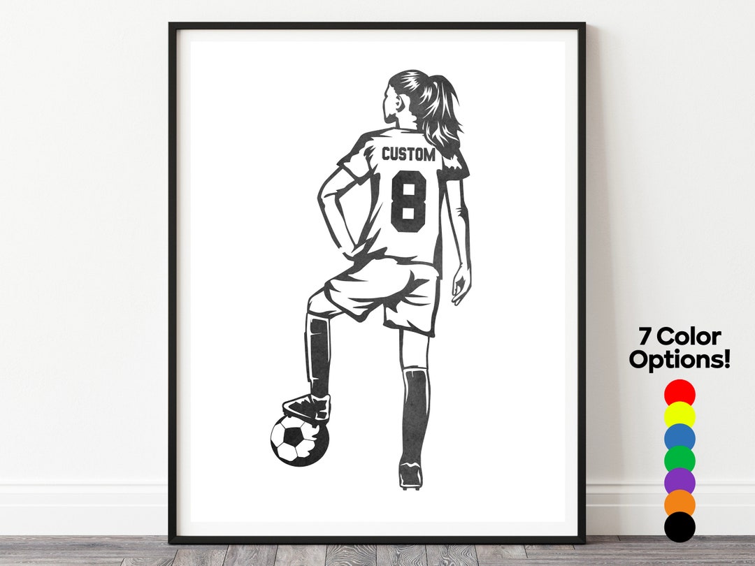 Personalized Girls Soccer Poster, Soccer Jersey Art, Female Football ...