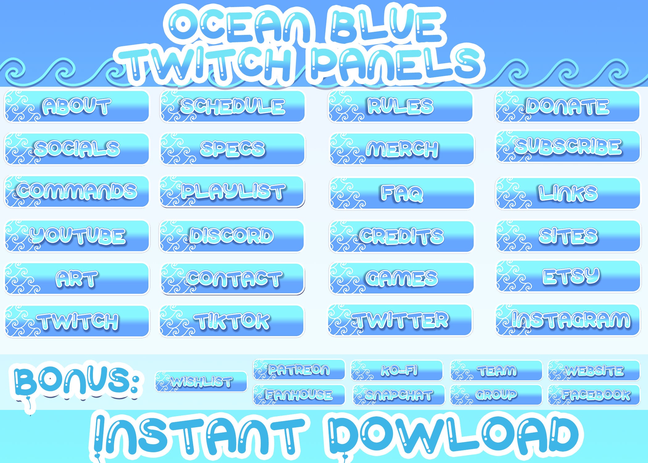 Ocean Blue Twitch Panels | Cute Aesthetic Panels | Mermaid Vibes ...
