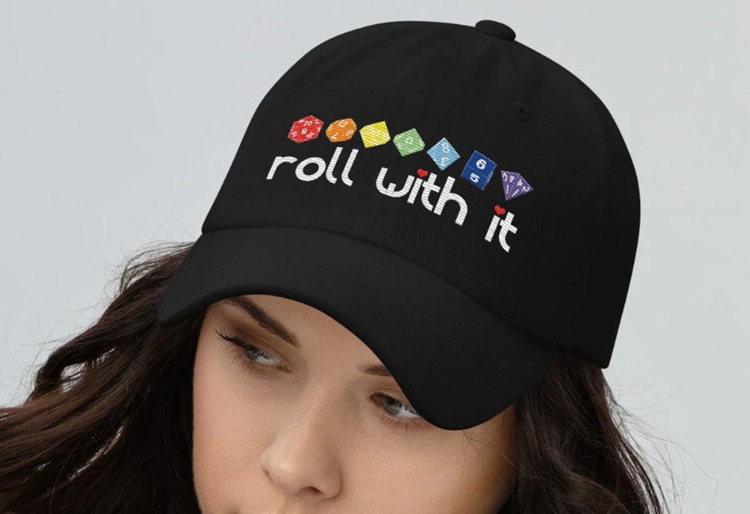 LGBTQ Dnd D&D D D Roll With It Dad Hat With Rainbow Dice Perseverance ...