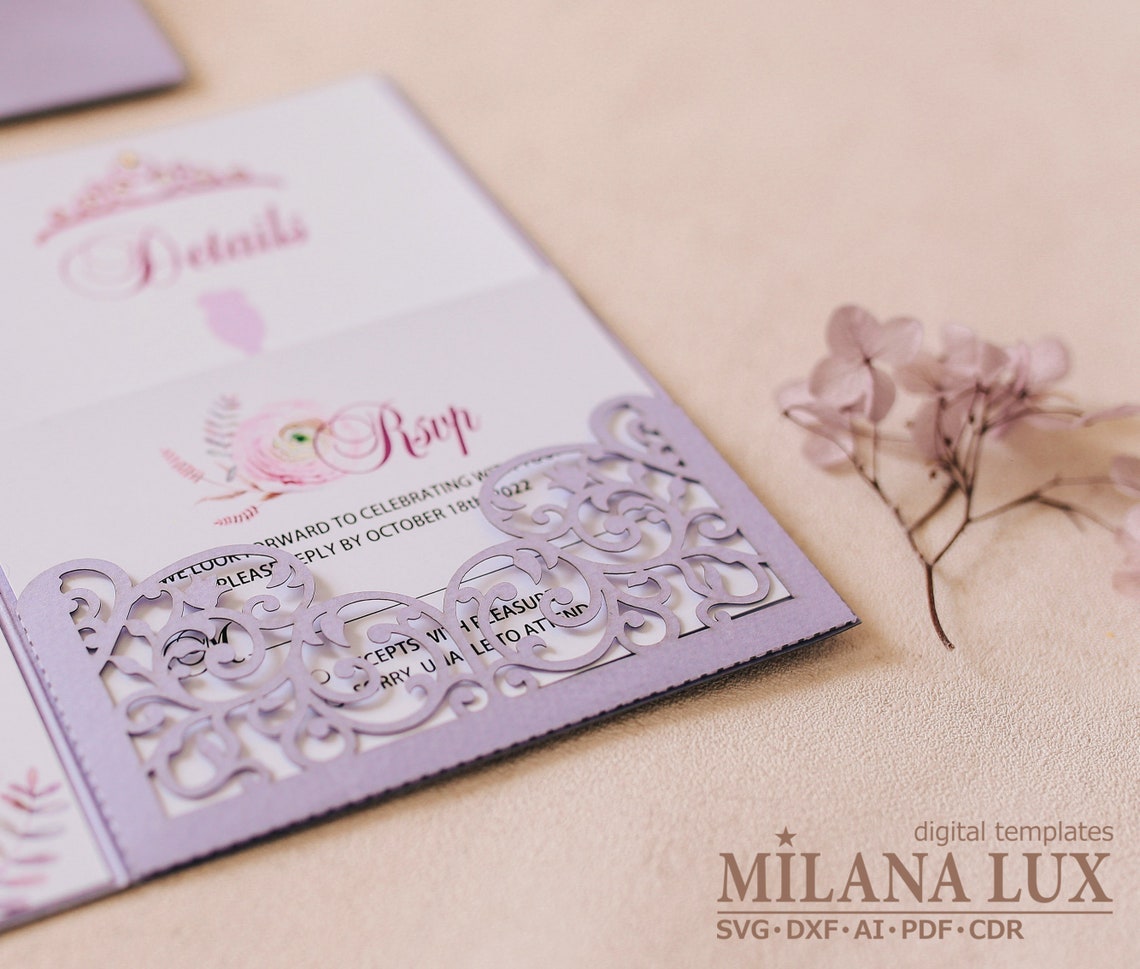 Svg Trifold Quinceanera Invitation Template Lace Wedding - Etsy