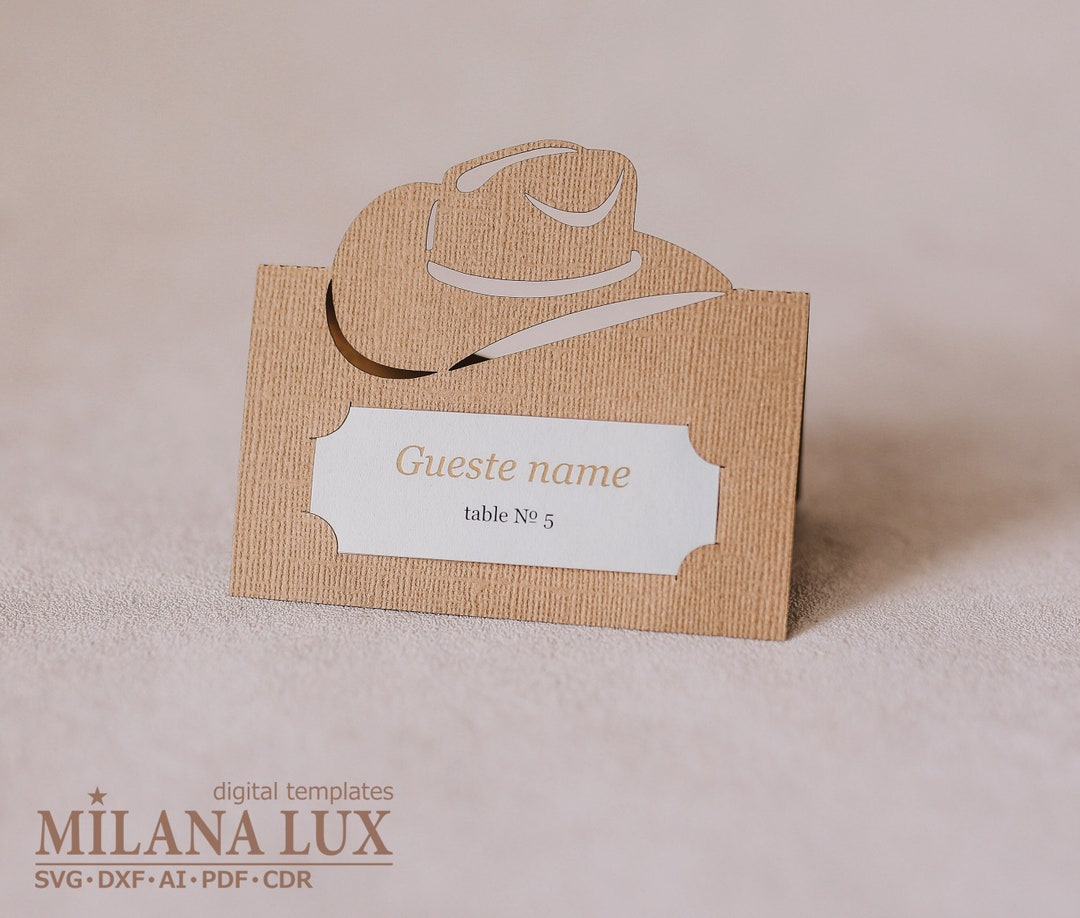 Cowboy Place Cards Svg Template Western Escort Cards Rodeo - Etsy