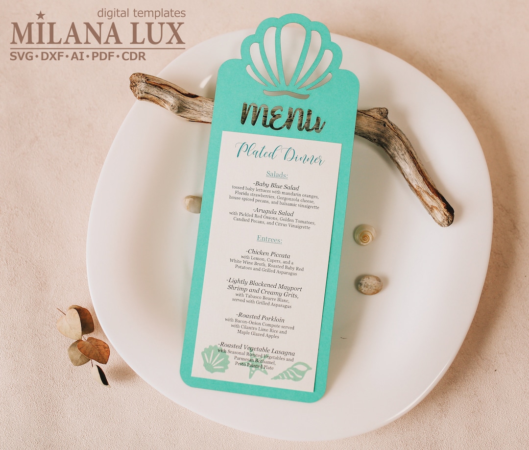 Modèle de menu sirène Svg, menu mer couper fichier svg, décoration de ...