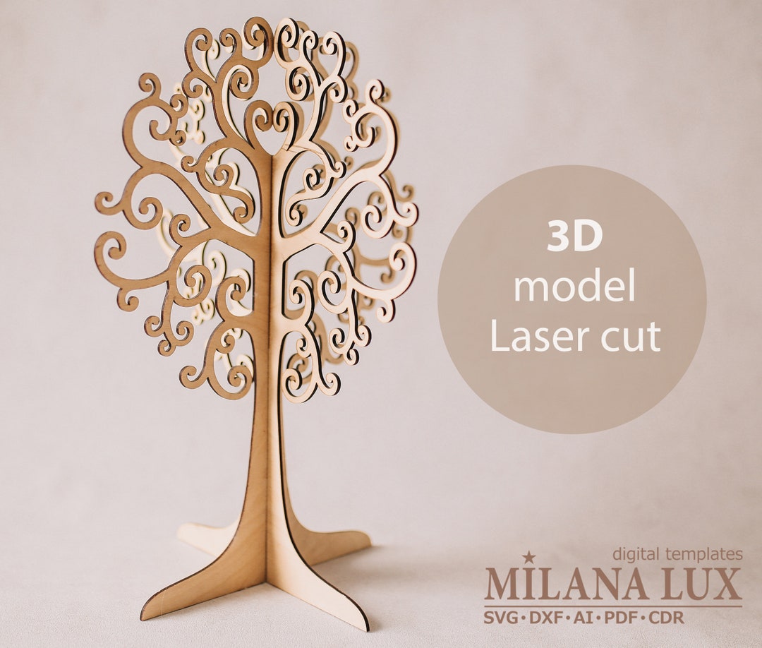 3D Laser Cut Model Jewellery Tree Template, Wooden Wishing Tree, Wood ...