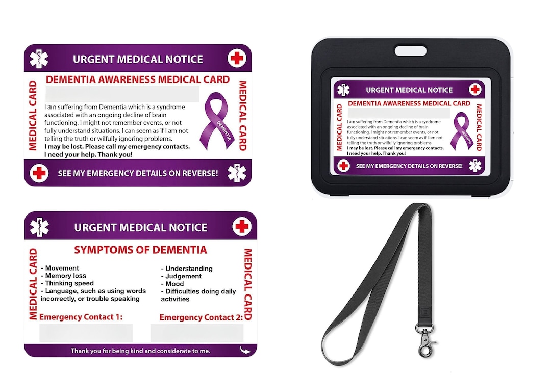 Dementia Card Dementia Id Badge Emergency ID Card ANS - Etsy