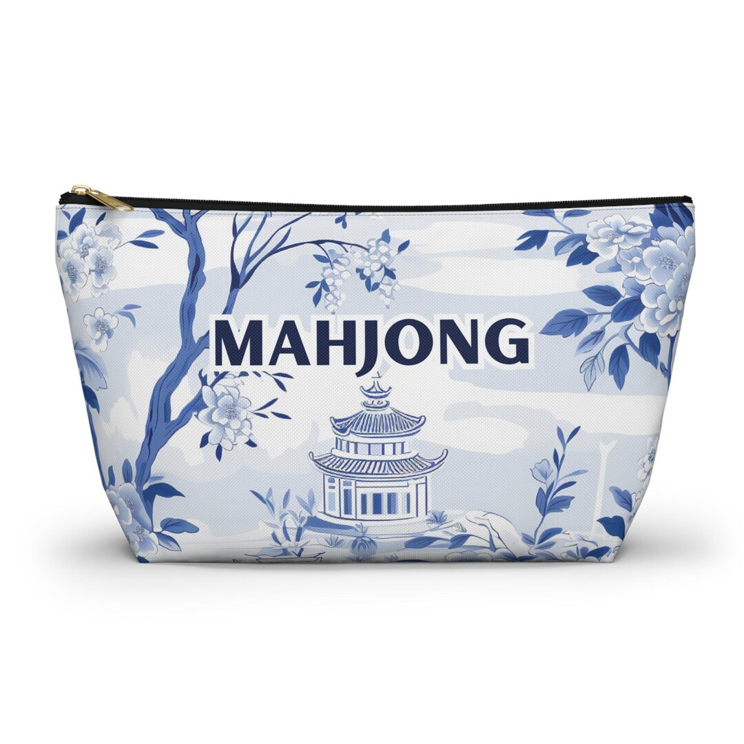 Light Blue Chinoiserie Mahjong Pouch - Perfect Accessory for Mahjong ...