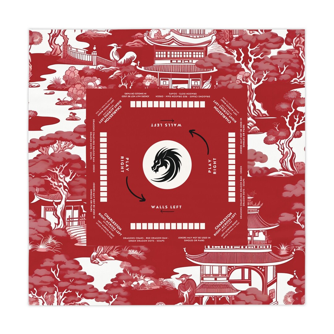 Dark Red Mahjong, Chinoiserie Design, Chinoiserie Style Tablecloth ...