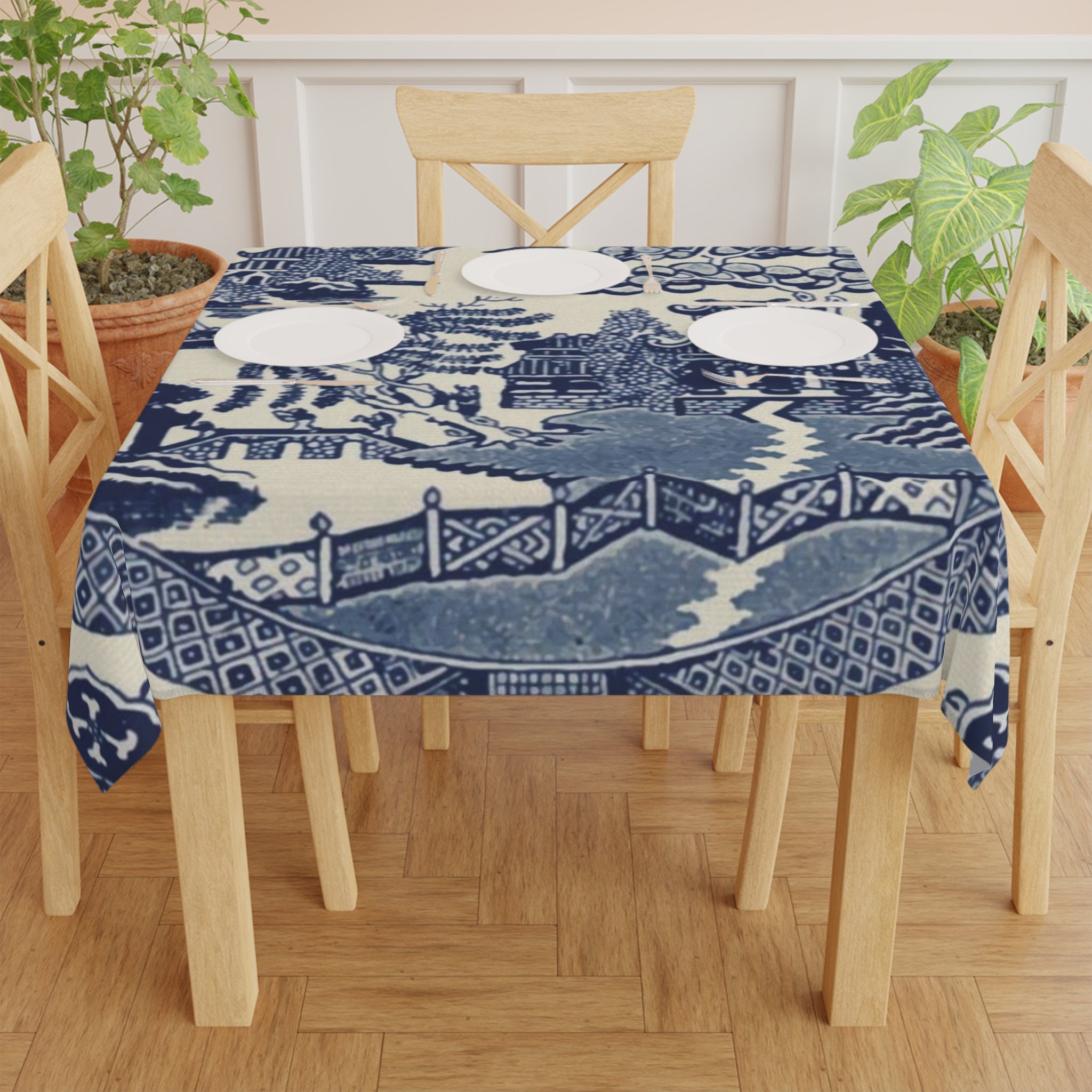 Chinoiserie Design Tablecloth Chinoiserie Style Tablecloth - Etsy