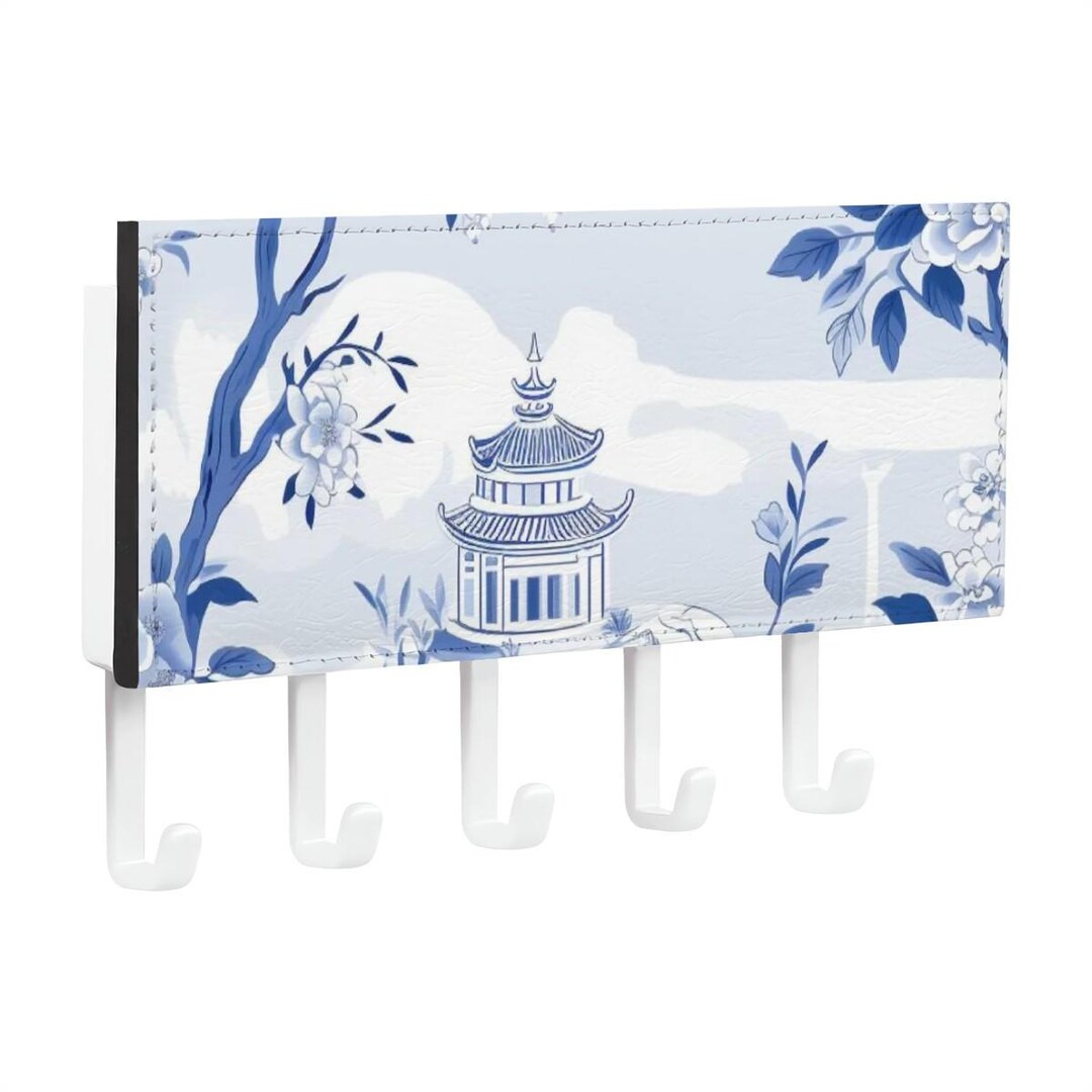Elegant Blue Chinoiserie Key Holder | Wall Mount Organizer for Stylish ...