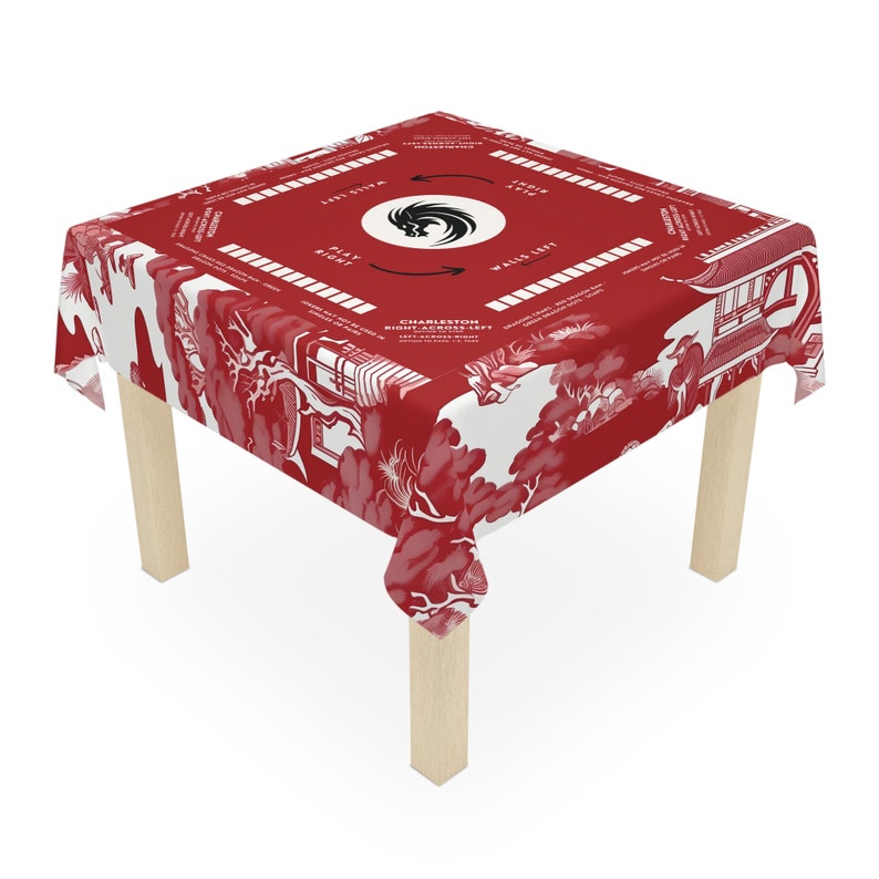 Dark Red Mahjong, Chinoiserie Design, Chinoiserie Style Tablecloth ...