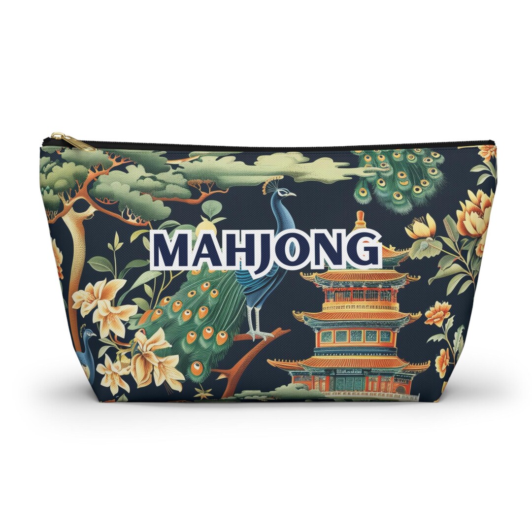 Elegant Green Dynasty Mahjong Pouch - Stylish Storage for Mahjong ...