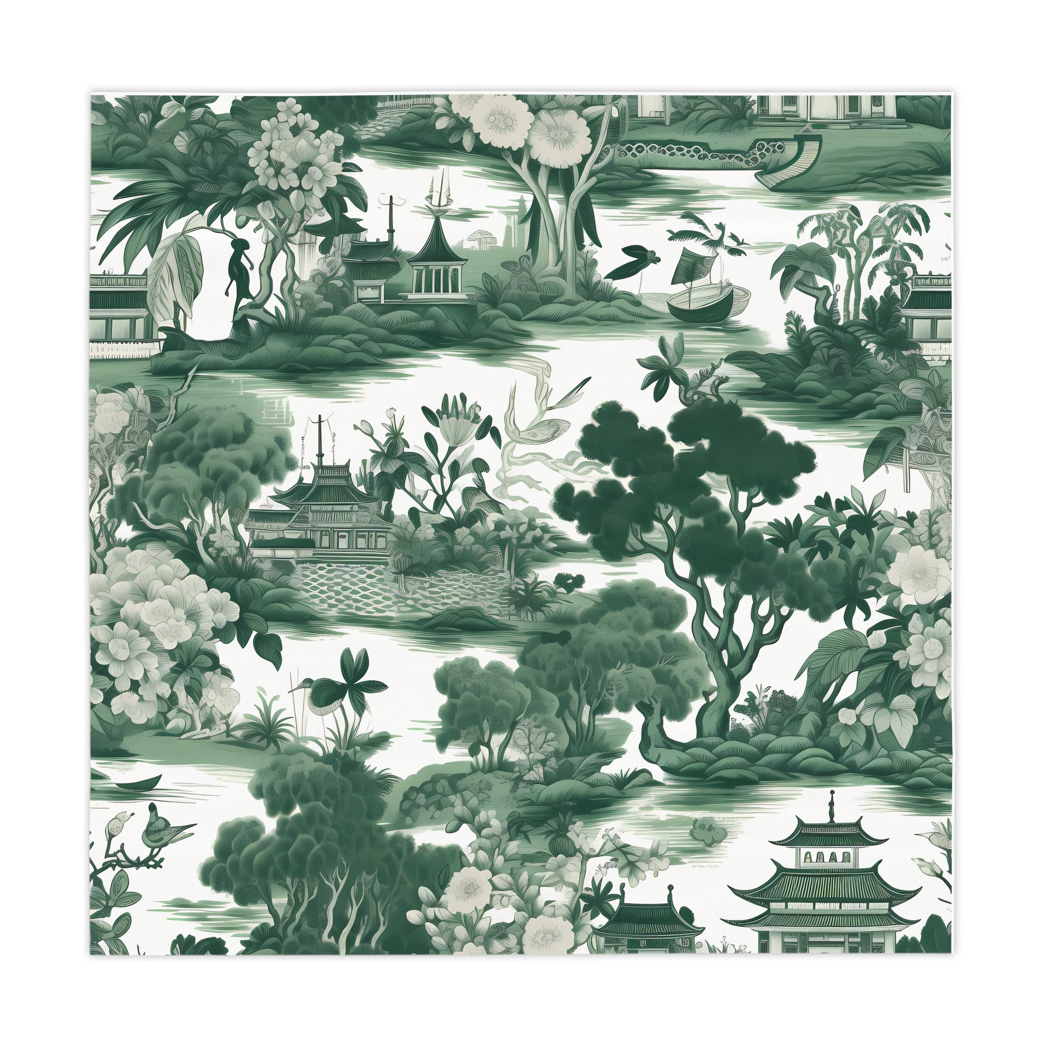 Green Chinoiserie Tablecloth Runner Stunning Patterns and Durable - Etsy