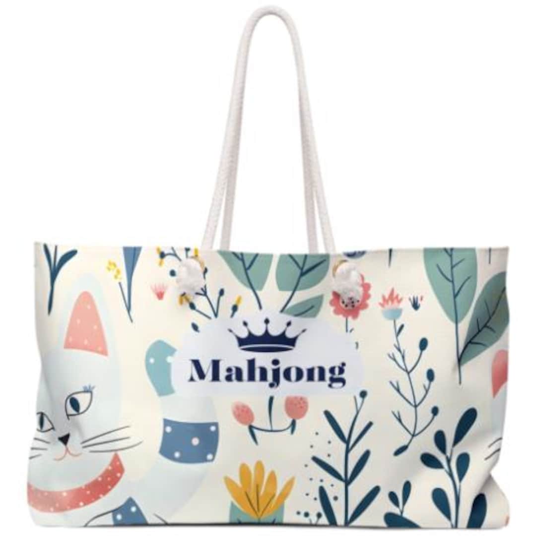 Cute Mahjong Tote Bag for Mahjong Fans, Great Mahjong Gift, Mahjong Cat ...