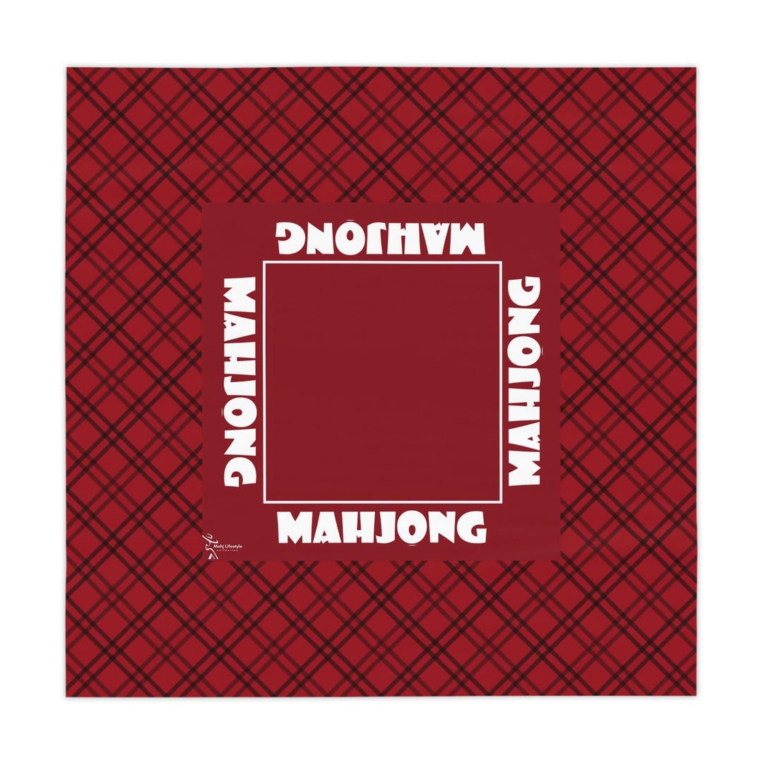 Stylish Red Mahjong Game Tablecloth, Plaid Mahjong, Decorative Mahjong ...