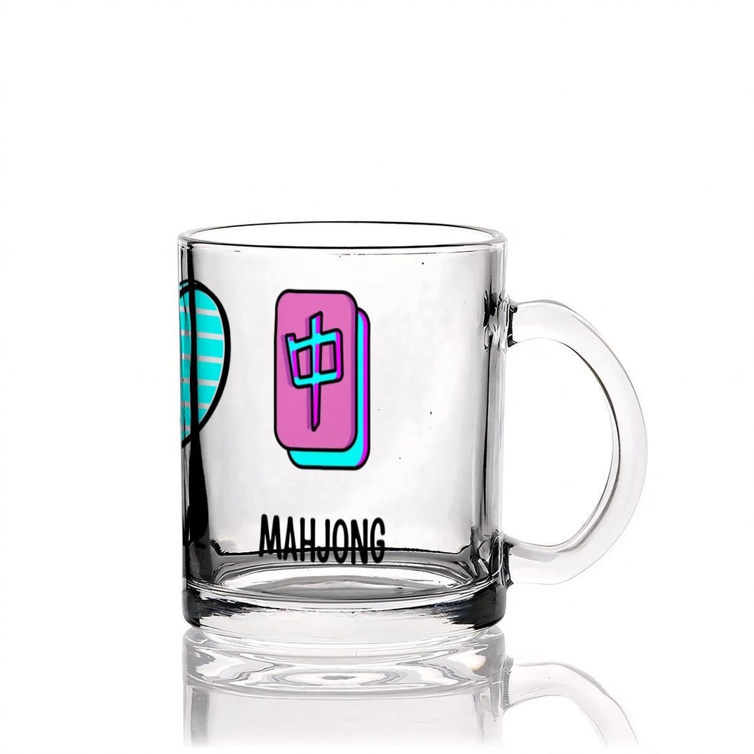Colorful Mahjong Themed Glass Cup 12oz - Unique Gift Idea for Mahjong ...