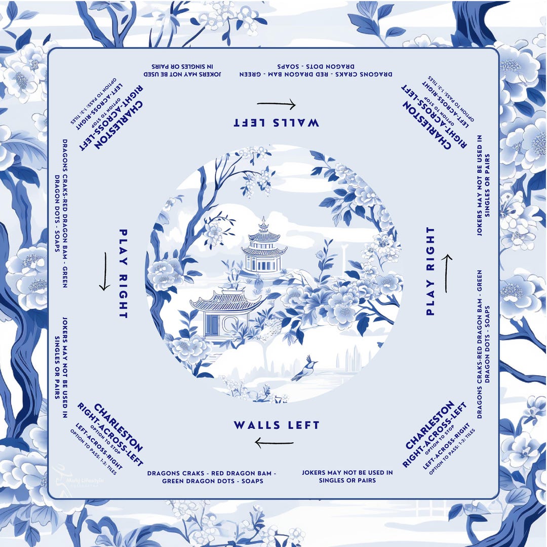 Mahjong Mat, Sky Blue Mahjong Mat 30x30 Inch - Enhance Your Mahjong ...