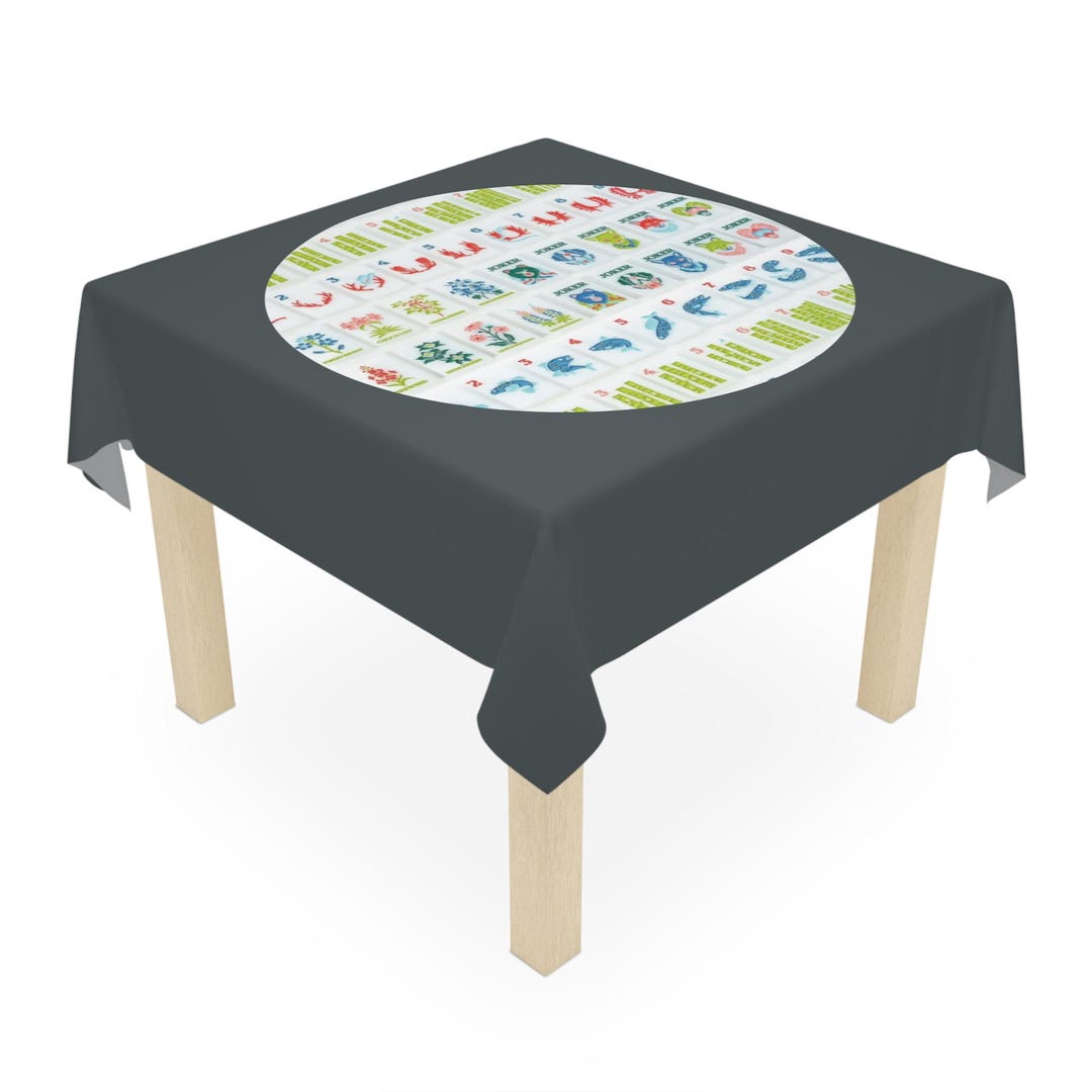 Elegant Muted Grey Mahjong Tile Design Tablecloth - Perfect for Mahjong ...