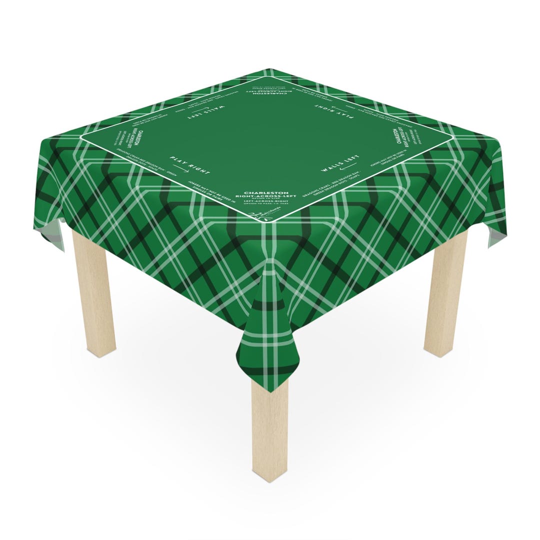 Classic Dark Green Mahjong Table Cloth, Plaid Mahjong, Decorative ...