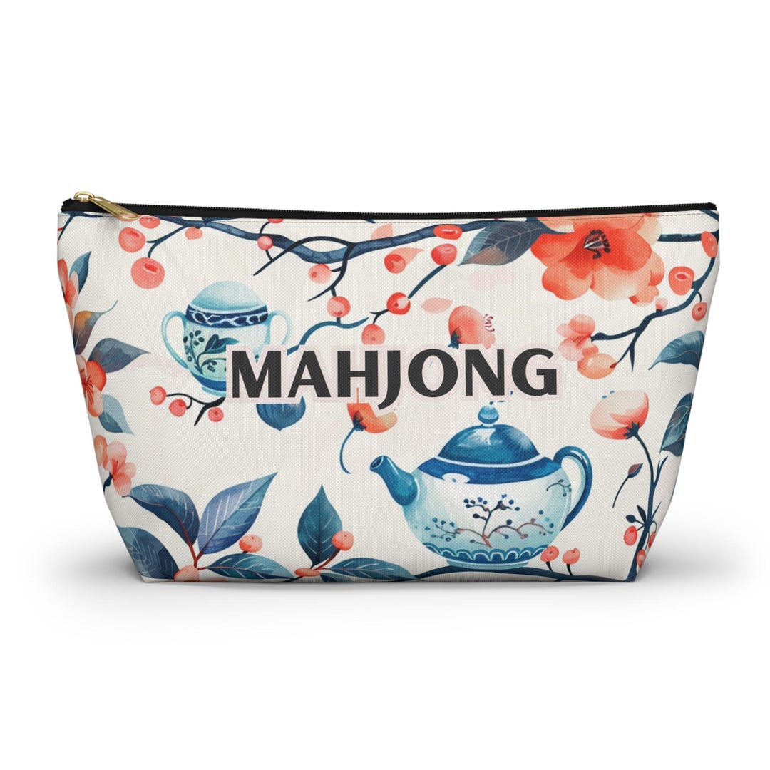 Tea Time Mahjong Pouch - Stylish Storage for Accessories - Perfect Gift ...
