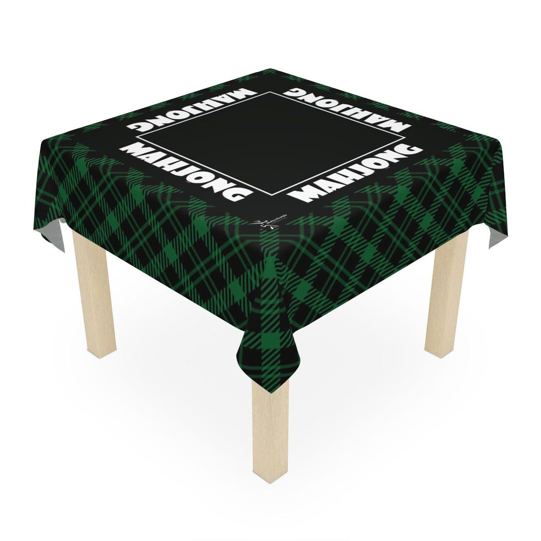 Stylish Dark Green Gaming Tablecloth, Plaid Mahjong, Decorative Mahjong ...