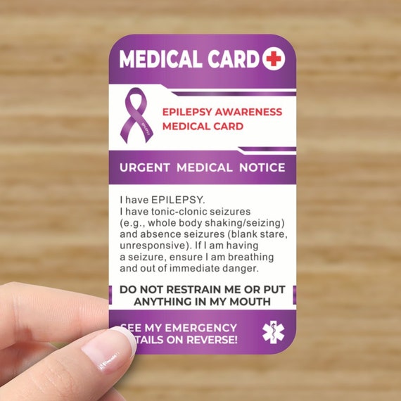 Epilepsy Warning Sign Printable Epilepsy Awareness Medical Card,