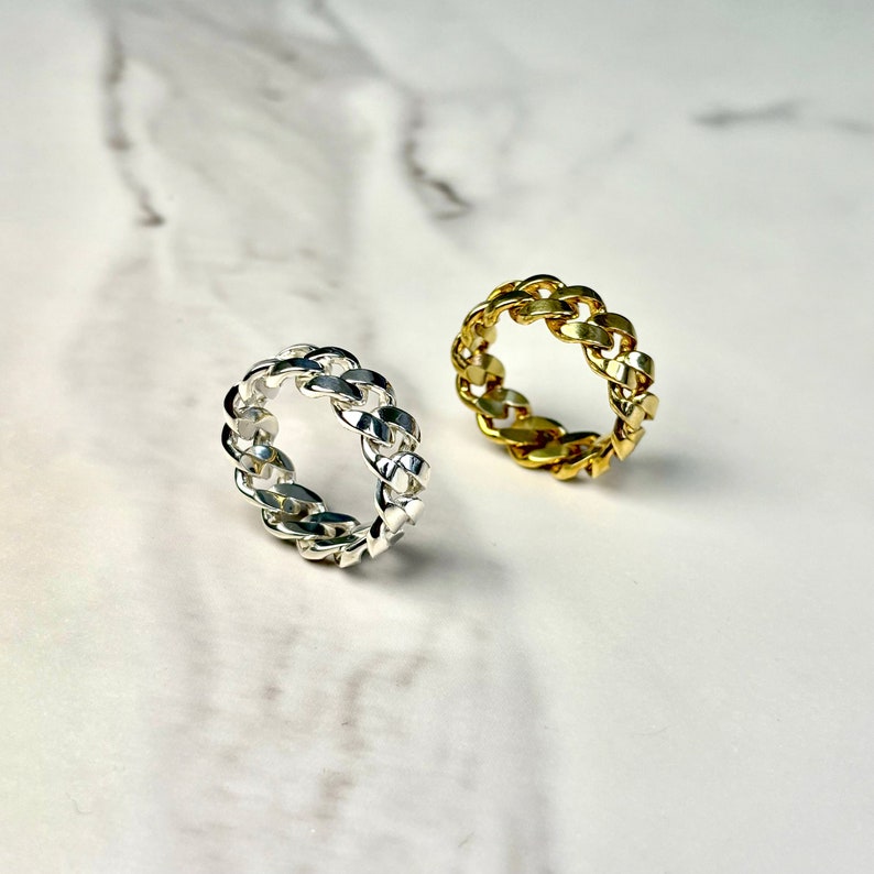 14K Gold Cuban Link Ring Men and Women Stacking Ring Minimalist Ring - Etsy