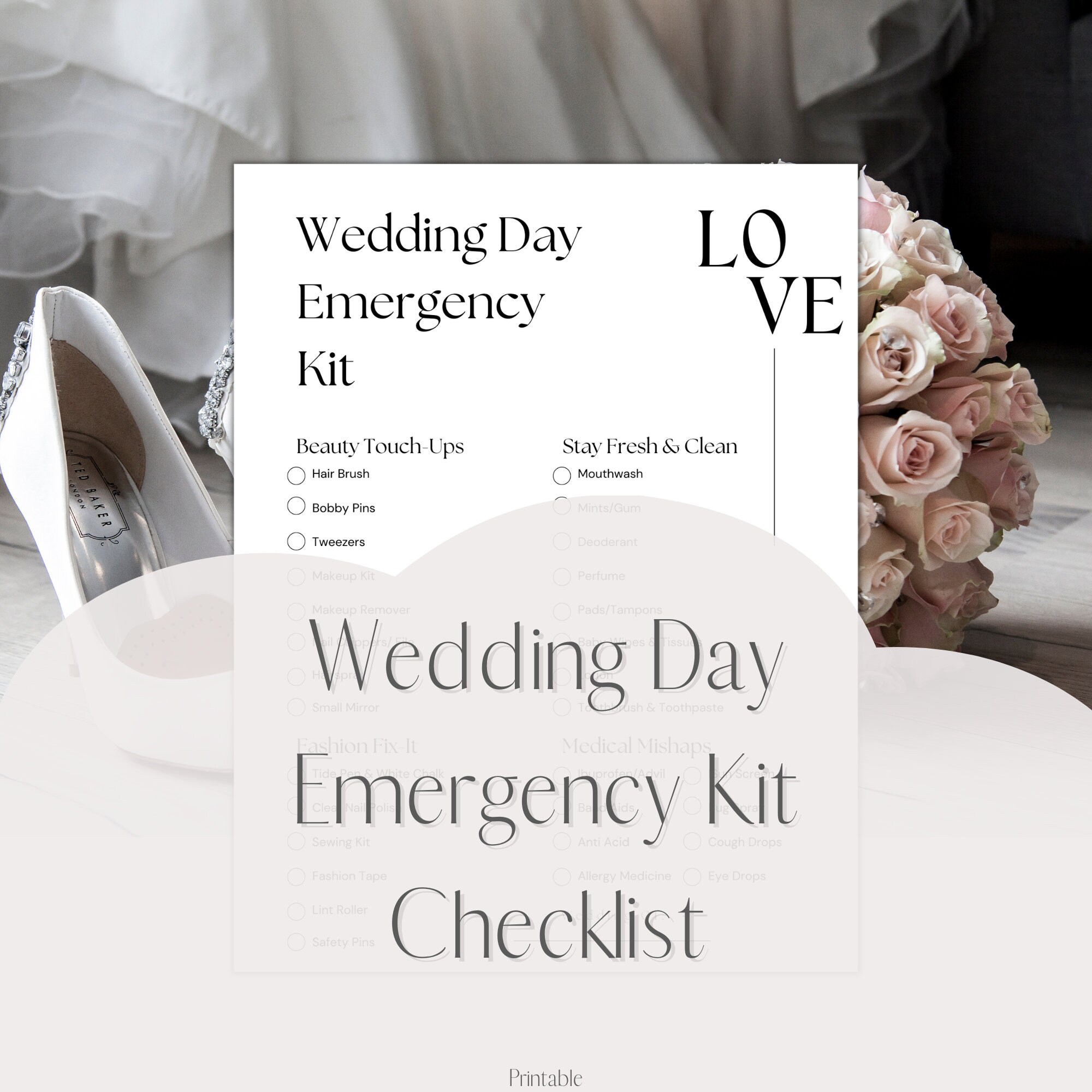 Wedding Checklist | Wedding Emergency Kit Planner Printable | Wedding ...