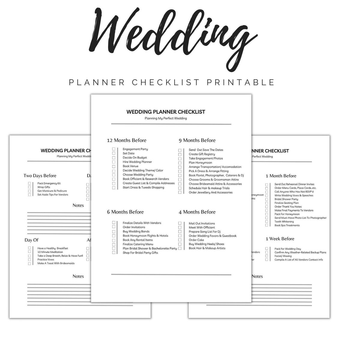 Wedding Checklist | Wedding Planner Printable | Wedding Checklist ...