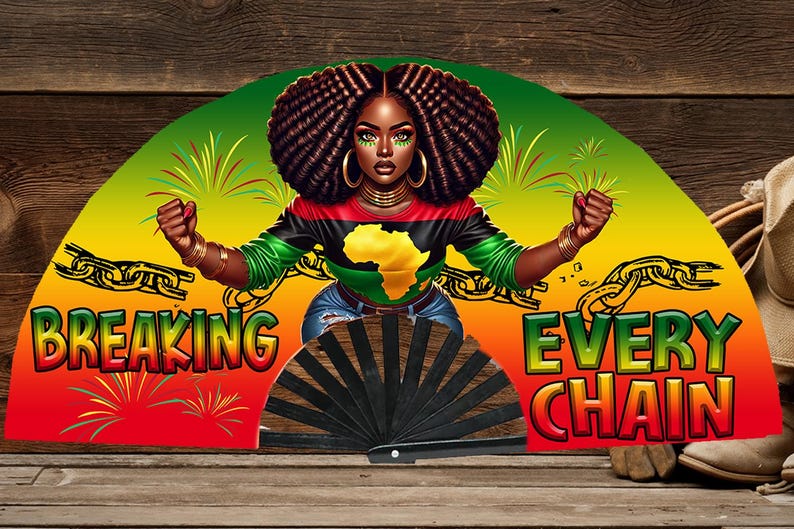 Juneteenth Clack Fans – Bold Pre-made Designs, Custom Folding Hand Fan ...