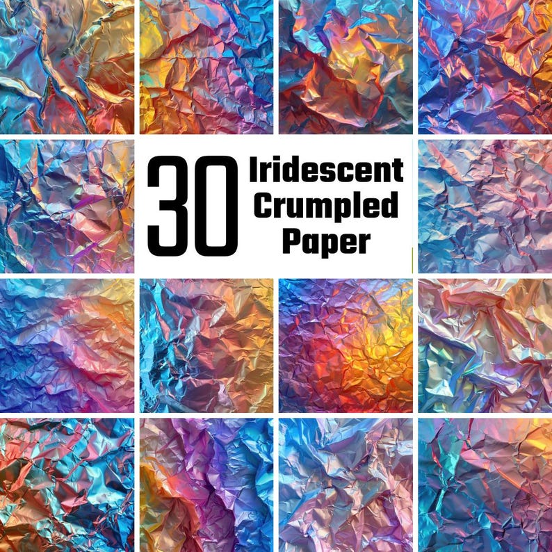 Iridescent Crumpled Paper, Photo Background, Digital Background ...