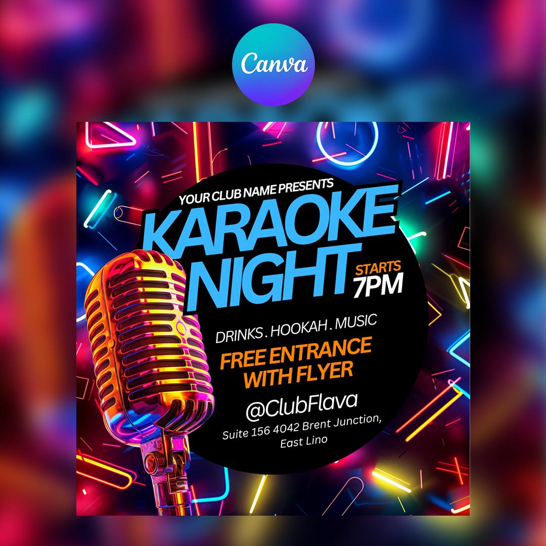 Editable Karaoke Flyer Template for Canva, DIY Event Flyer, Karaoke ...