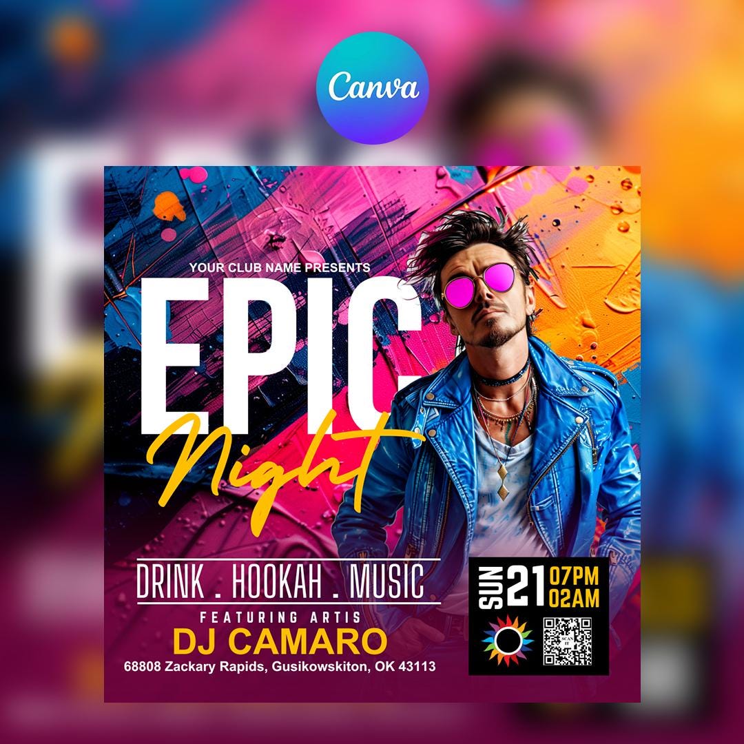 Editable Club Flyer, DIY Event Flyer, Party Flyer, DJ Party Invite for ...
