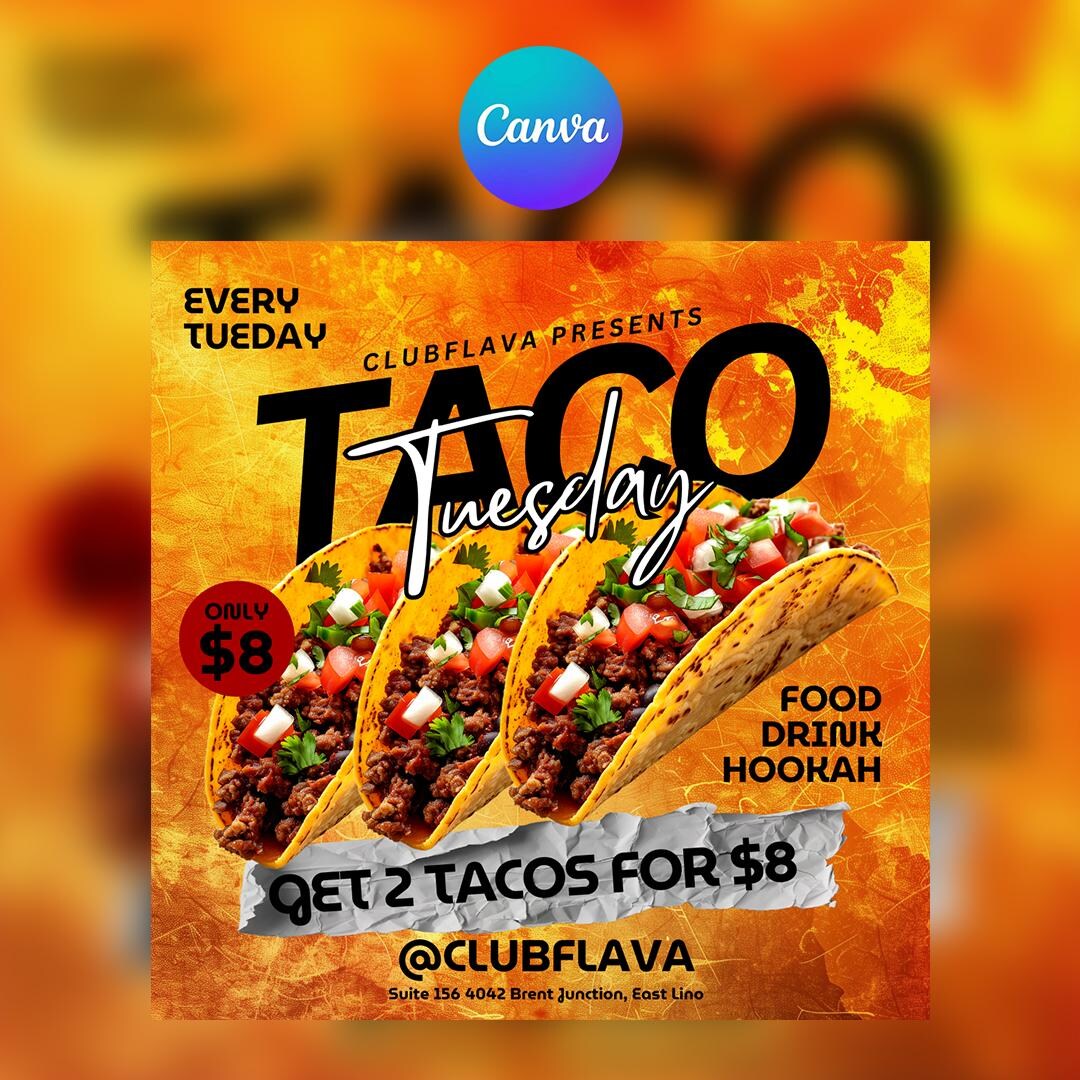 Editable Taco Flyer Template for Canva, Taco Flyer, Restaurant Flyer ...