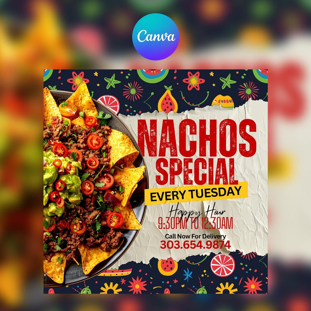 Mexican Food Flyer, Nacho Promotion, Nachos Event Flyer, Party ...