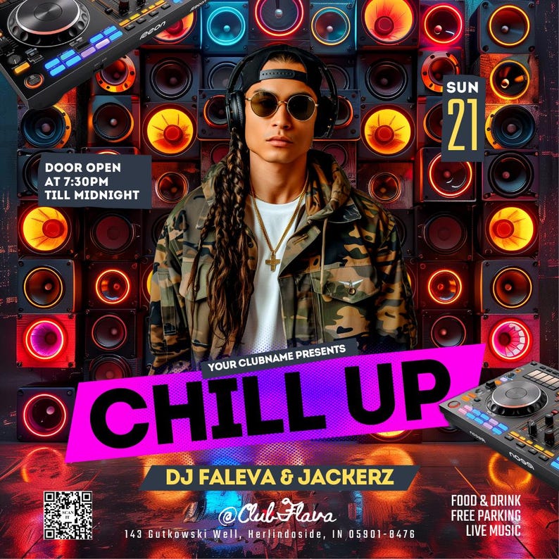 DJ Party Flyer Template - Club Event Poster - Nightclub Music Event ...
