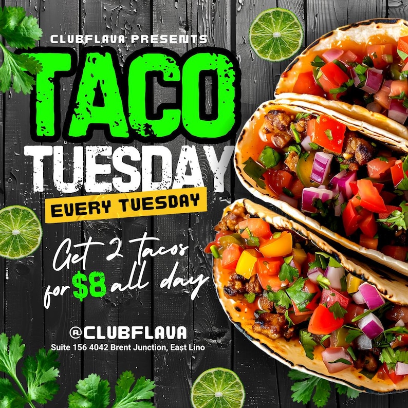 Editable Taco Flyer Template for Canva, Taco Flyer, Restaurant Flyer ...