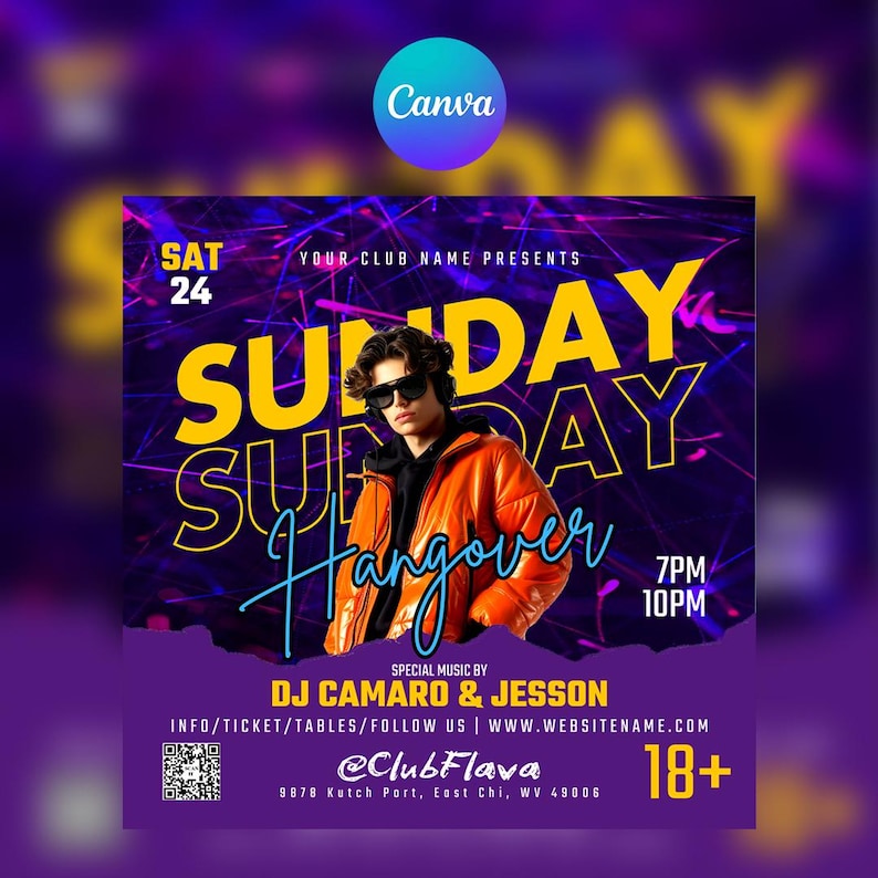 Editable Club Flyer Template for Canva, DIY Event Flyer, Party Flyer ...