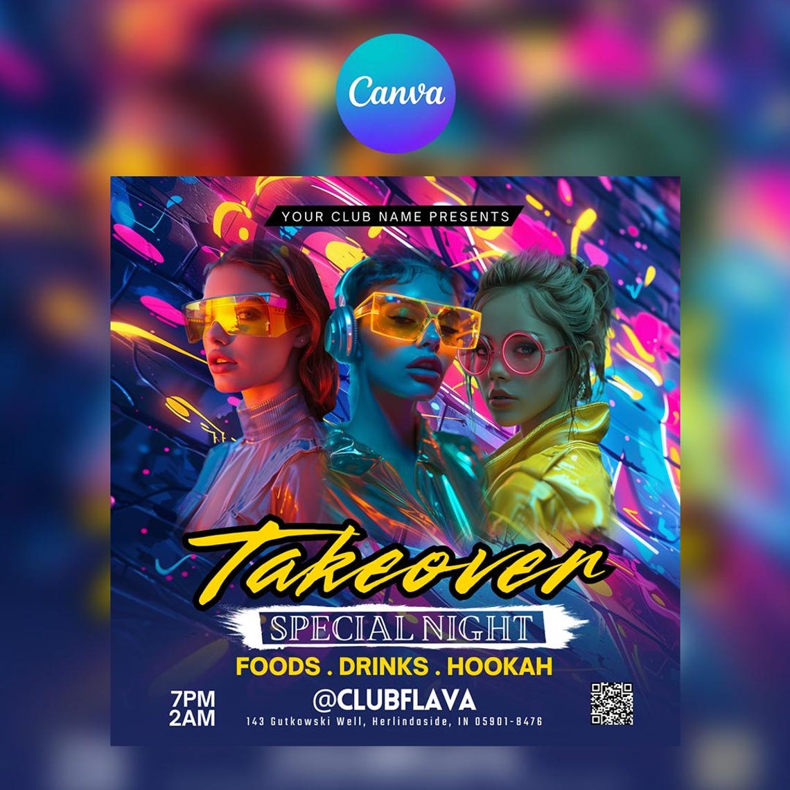 DJ Party Flyer Template - Club Event Poster - Nightclub Music Event ...