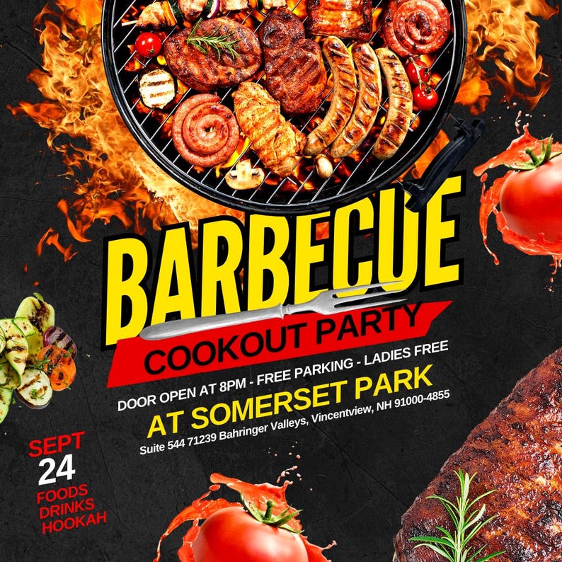 Editable Barbecue Flyer Template for Canva, Barbecue Flyer, Restaurant ...