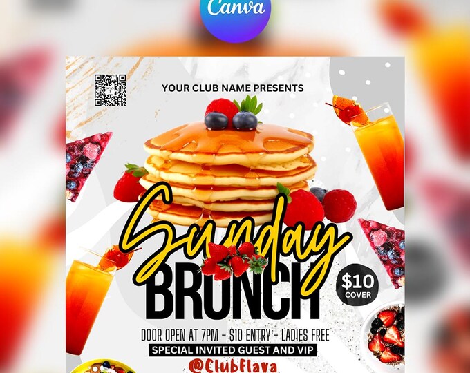 Editable Brunch Sunday Flyer, Sunday Brunch Flyer, Restaurant Flyer ...