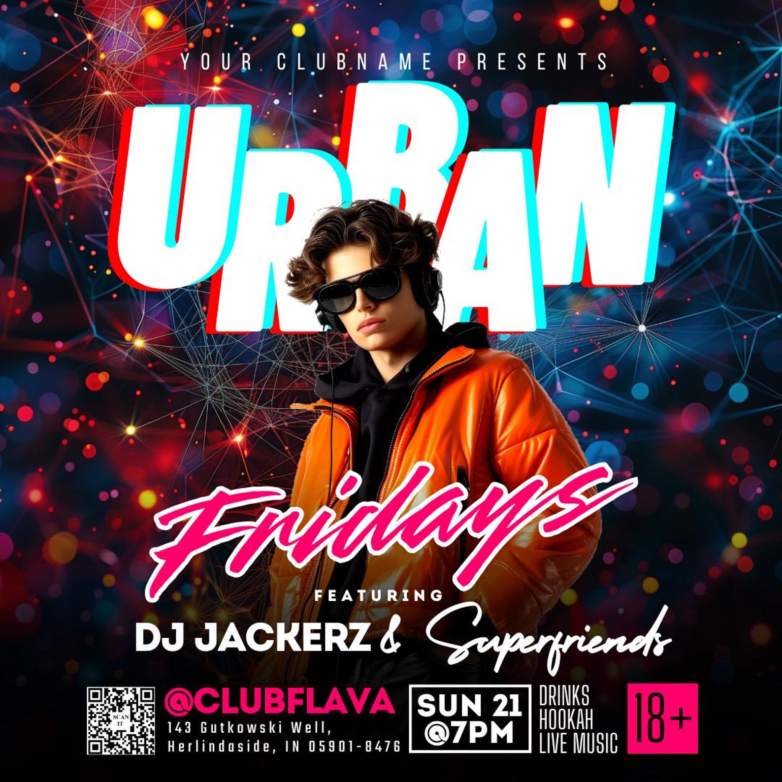 DJ Party Flyer Template - Club Event Poster - Nightclub Music Event ...