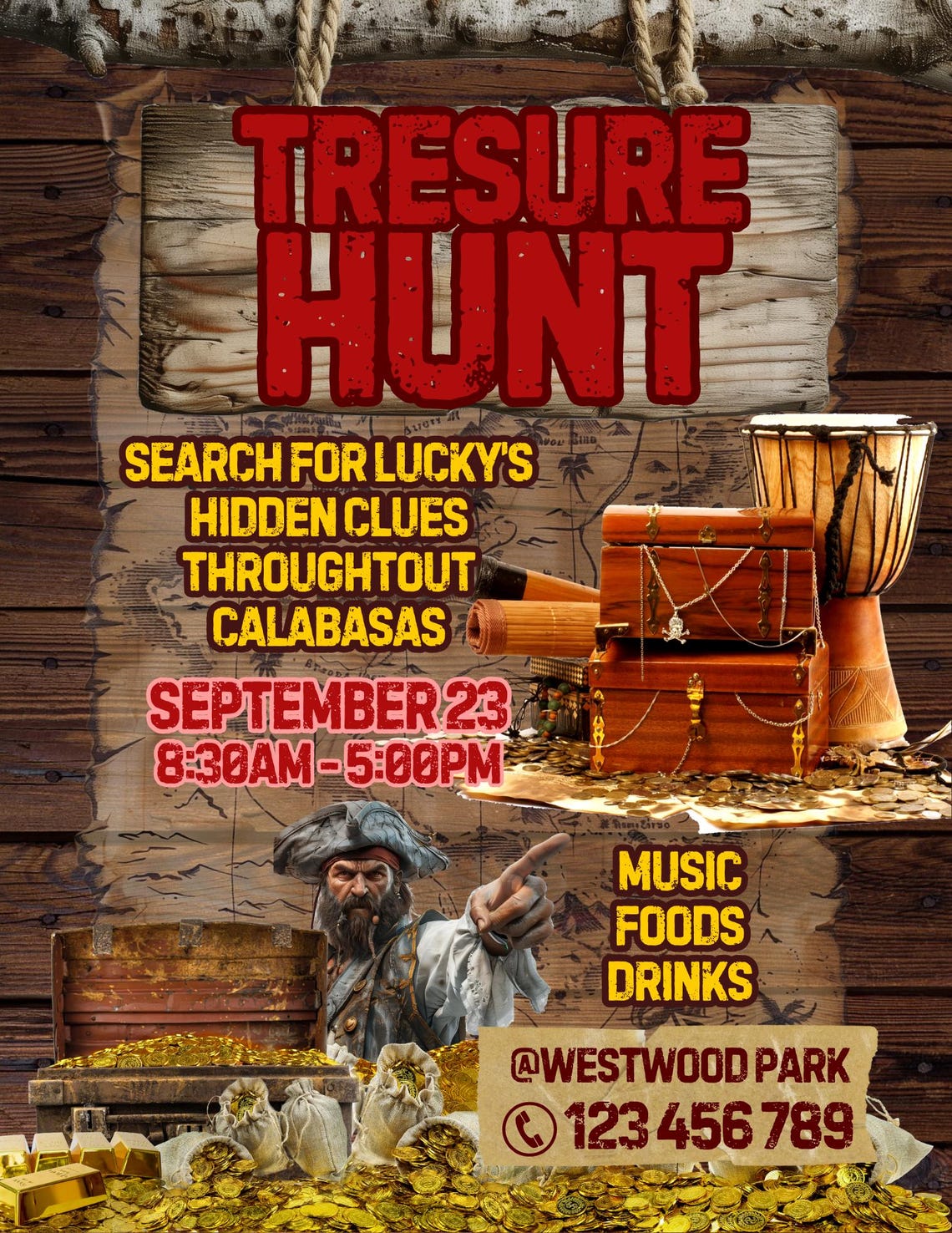 Treasure Hunt Flyer | Pirate Adventure Event Invitation | Editable ...